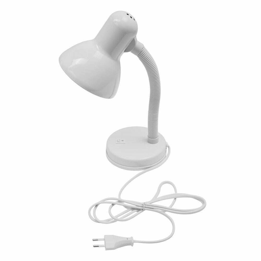 Лампа настольная Camelion Белая под лампу с цоколем Е27, 40 Вт