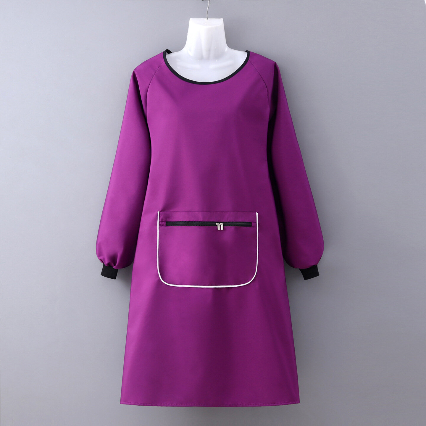 Композитный водоотталкивающий фартук с логотипом для кухни, длинный рукав, модная рабочая одежда для дома и офиса