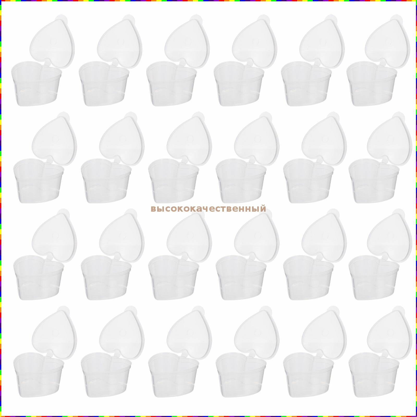 Прозрачные пластиковые контейнеры в форме сердца, 50 шт. по 50 мл, из полипропилена, для специй