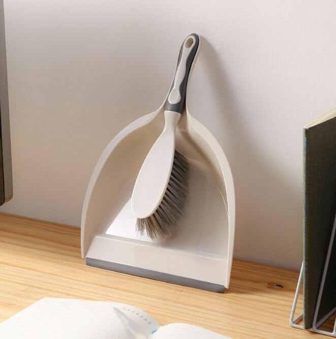 Белый КОТ - Совок и щетка с силиконовой щетиной для уборки пола