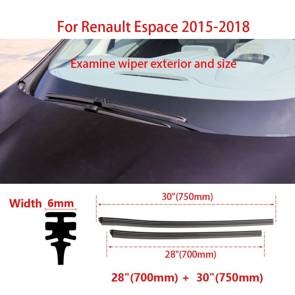 1 комплект резинок стеклоочистителя Renault Espace 2015-2018 30/28 дюймов
