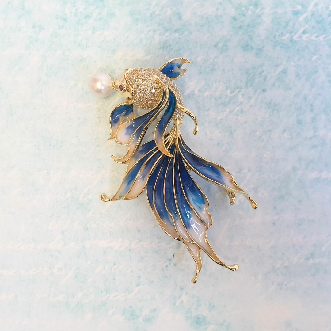 Брошь, жемчуг культивированный