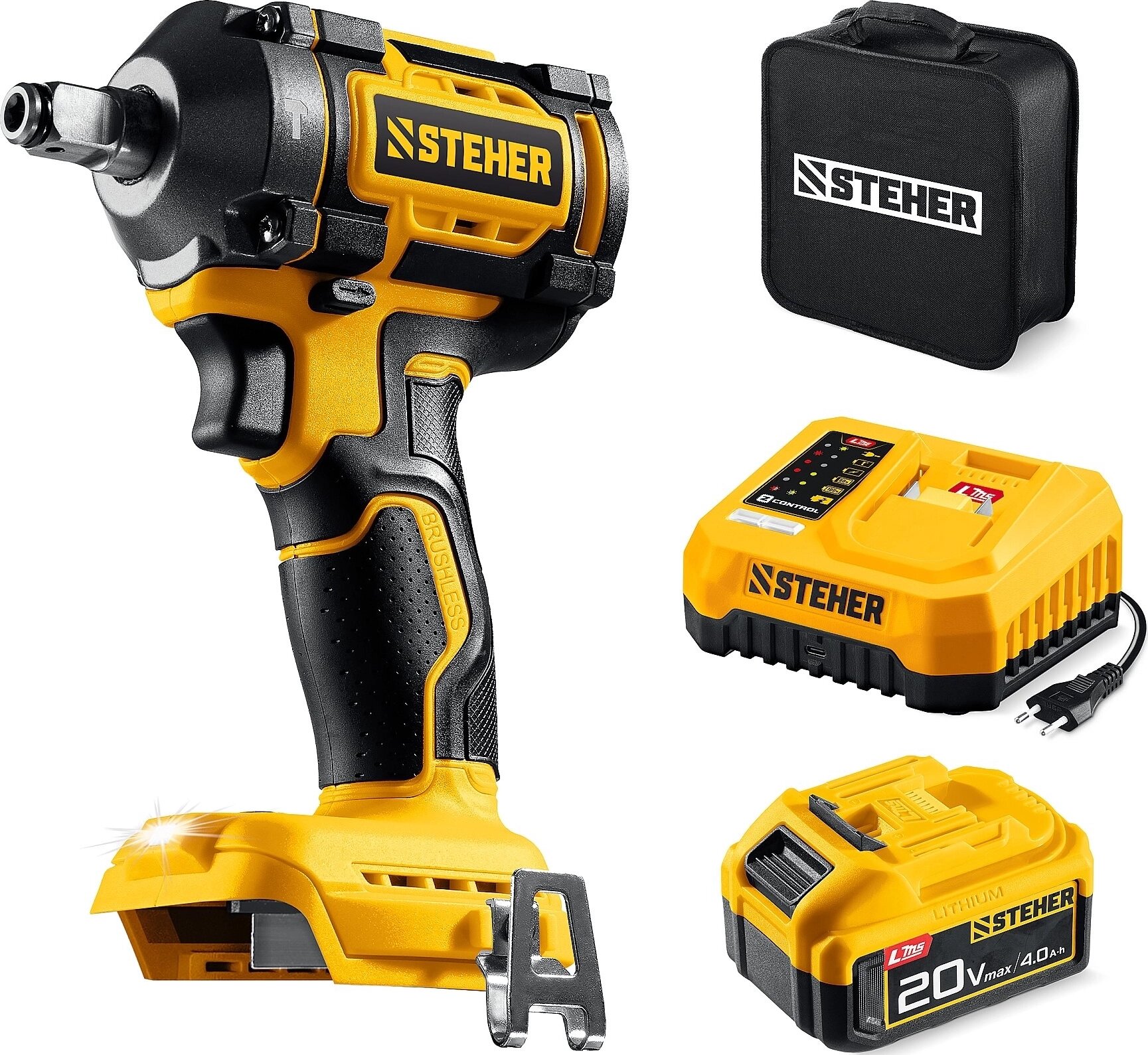 Бесщеточный ударный гайковерт STEHER CWB-350-41