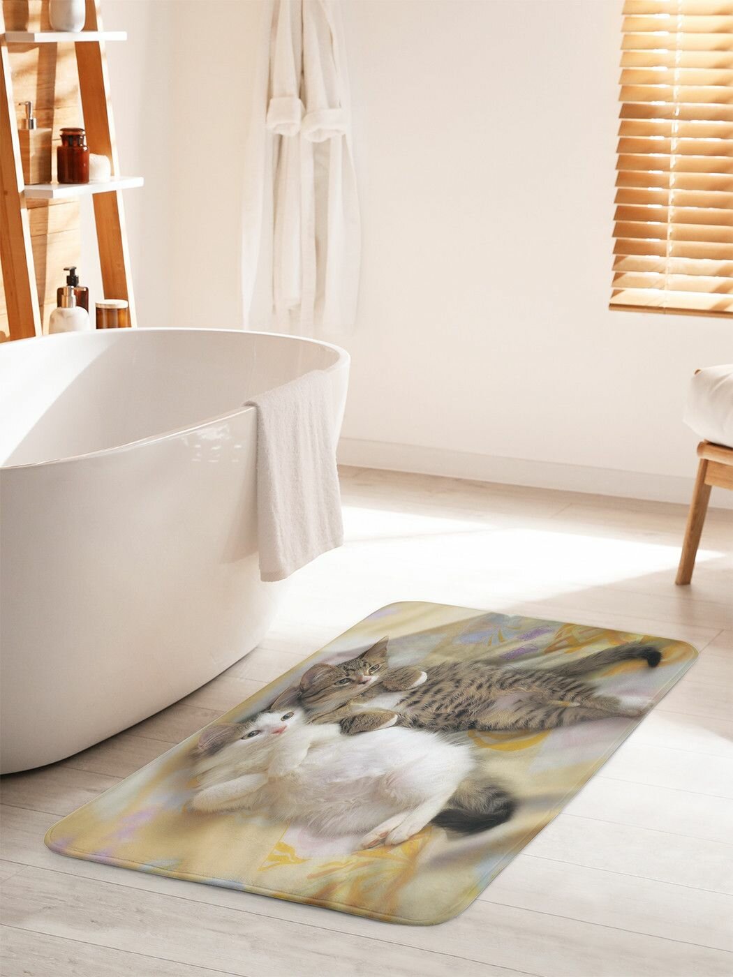 Коврик для ванной комнаты и туалета противоскользящий "Два кота" 60х100 см, JoyArty