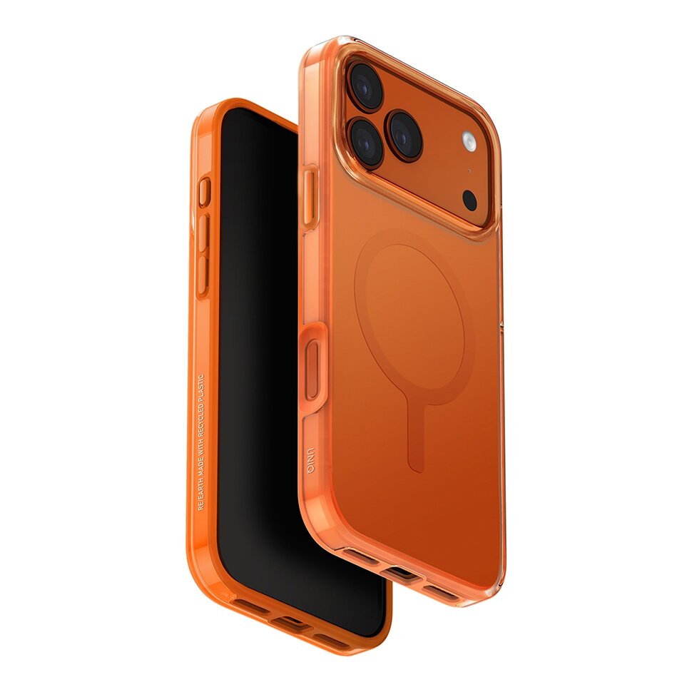Uniq чехол для iPhone 17 Pro Max, Clario с защитой углов Airmax, с MagSafe, Volt Orange