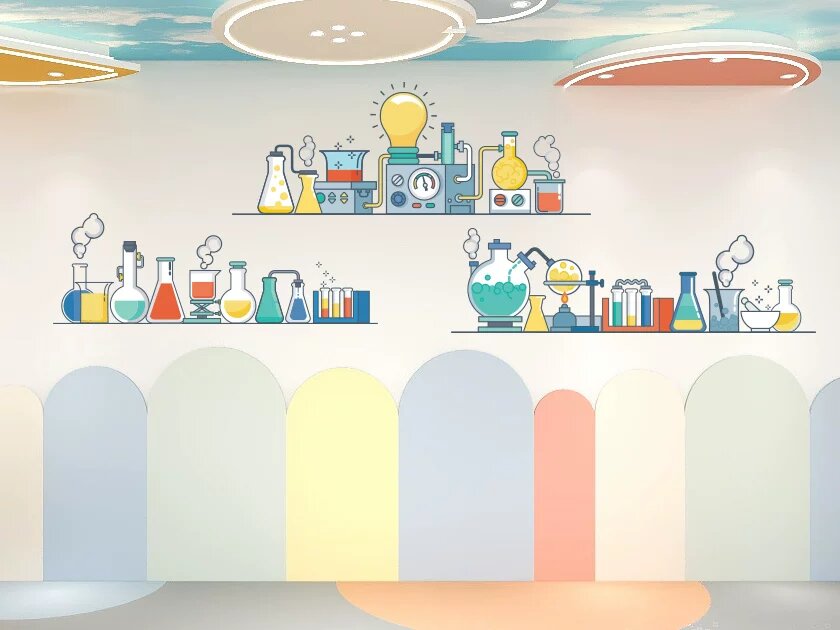 Наклейки для химической лаборатории, оборудование, фон для детской комнаты, украшение стен, класс, школа, общежитие,