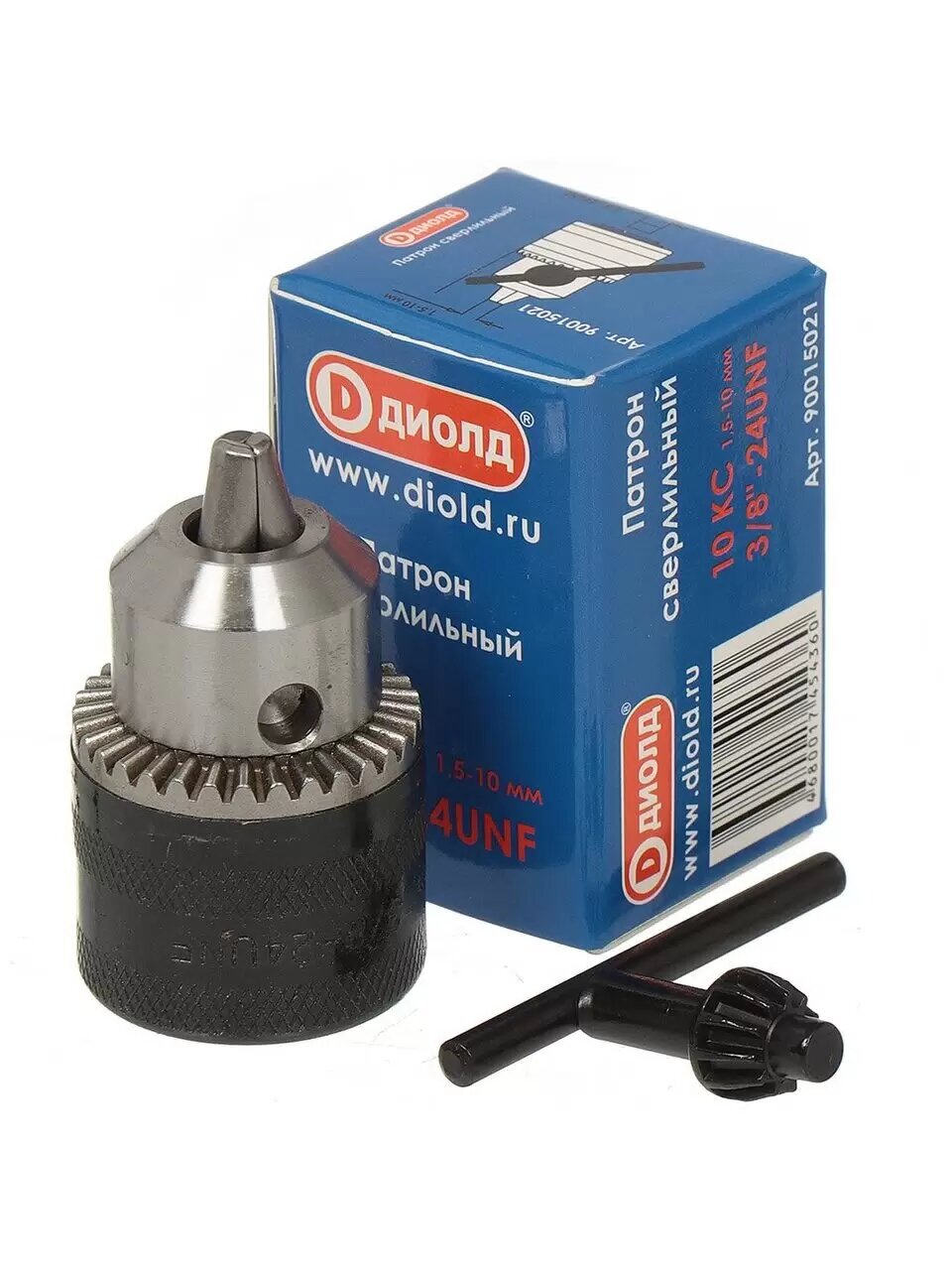 Патрон Диолд для дрели, диаметр 10 мм, диаметр зажима 1.5-10 мм, посадочный диаметр 3/8"-24 UNF