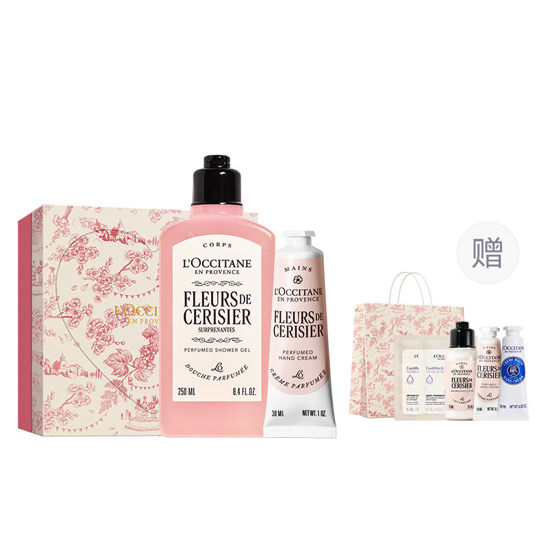 Набор для ухода за телом унисекс LOCCITANE Цветы вишни гель для душа + крем для рук, розовый (pink)
