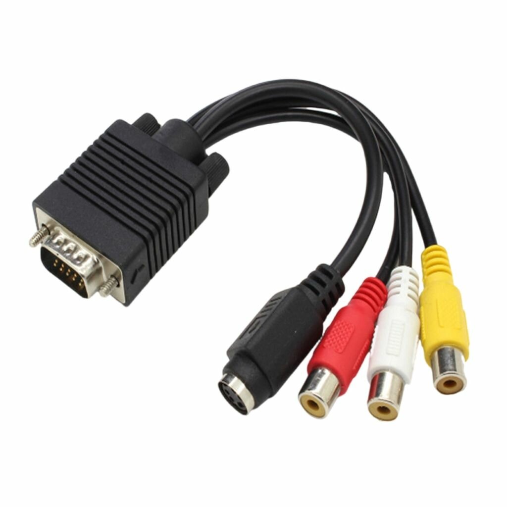 Клеммный кабель VGA-S + 3RCA, кабель VGA-AV