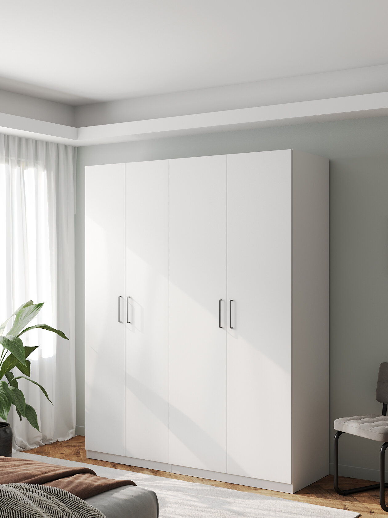 Распашной шкаф для одежды и хранения вещей Стайл Мульти с полками, с ящиками, со штангой для одежды, 180х60.6х229.3 см, Белый