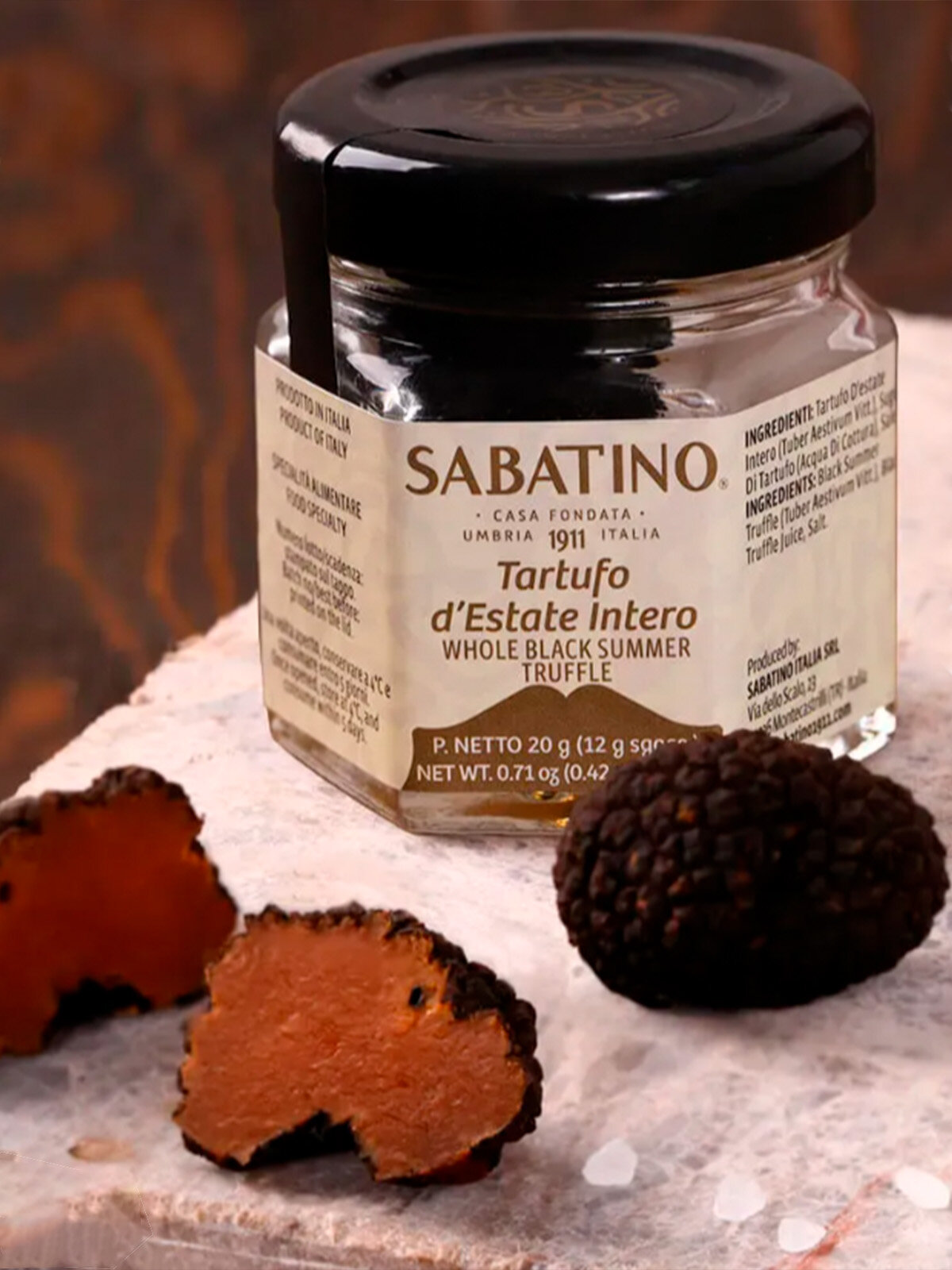 Трюфель целый черный летний Сабатино 20г Италия в стеклянной банке