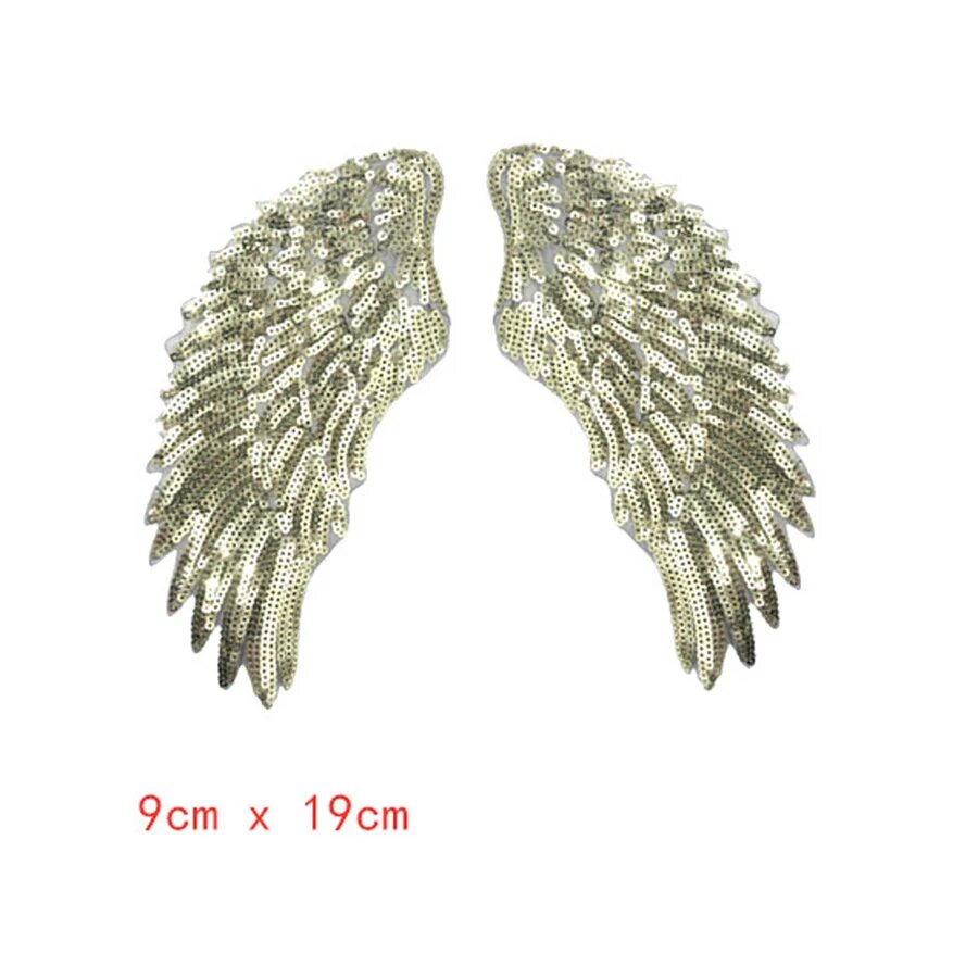 Термоклейкие нашивки крылья ангела с блестками BU196-13 Small Gold