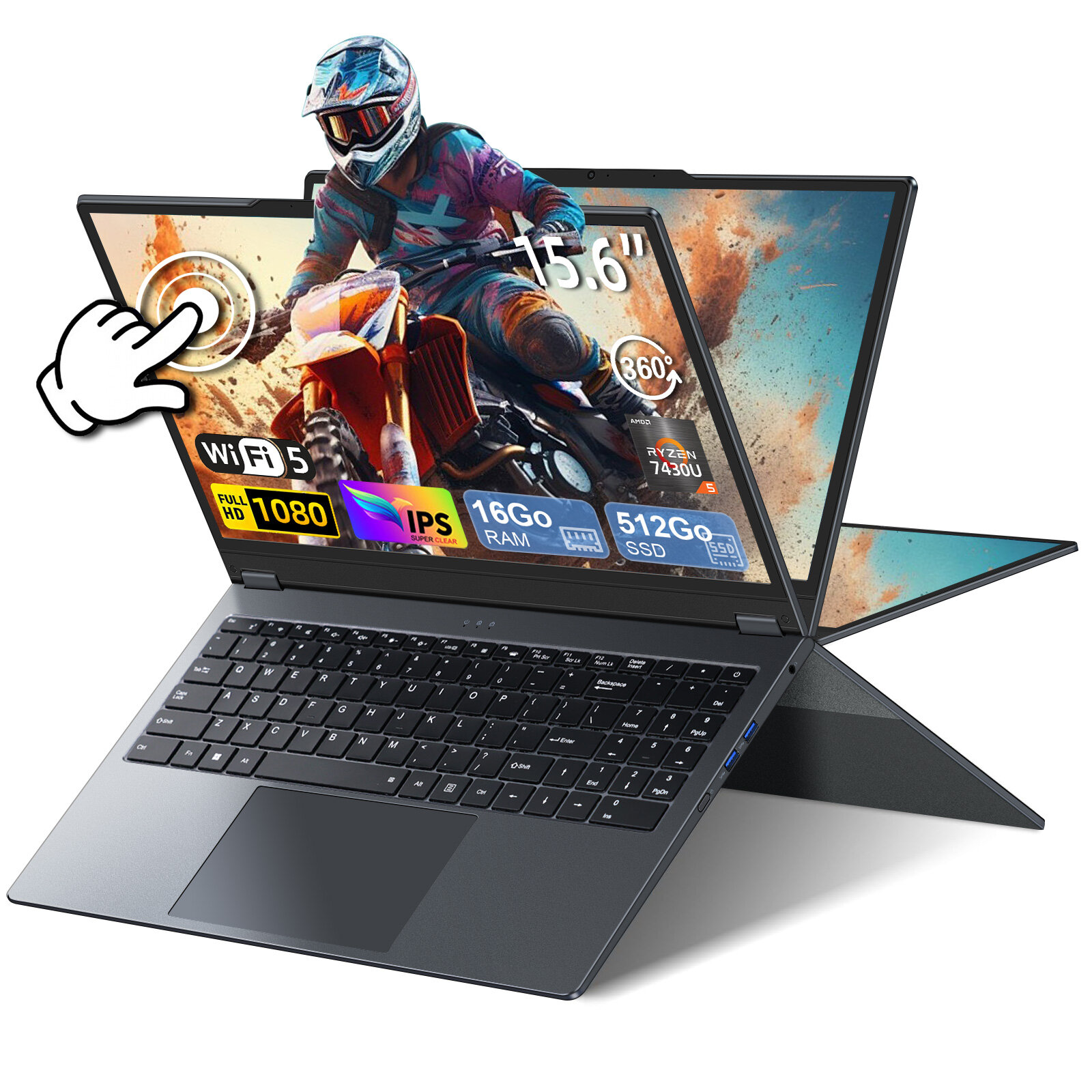 Ультрабук, сенсорный экран, Ryzen 5, RAM 16 GB, SSD 512 GB, Windows 11