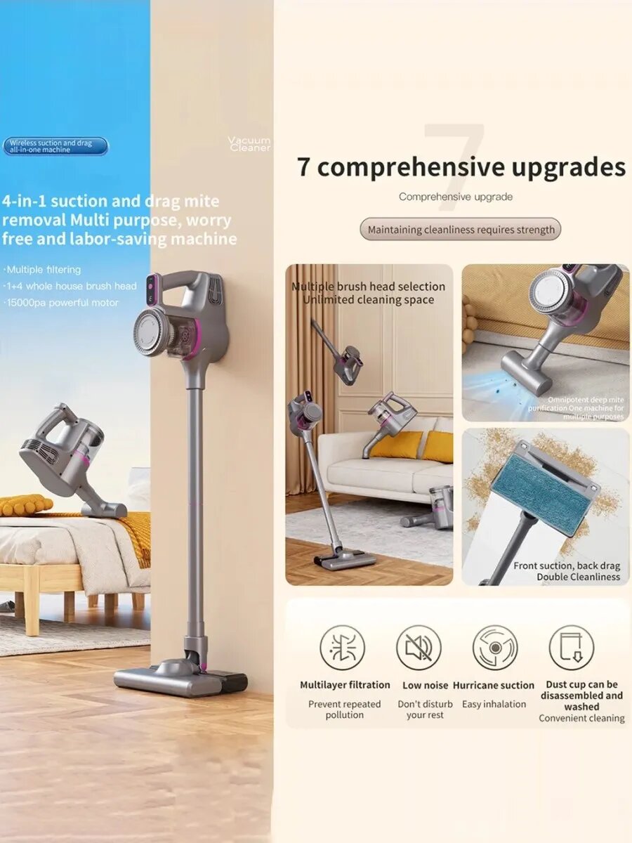 Пылесос вертикальный моющий беспроводной