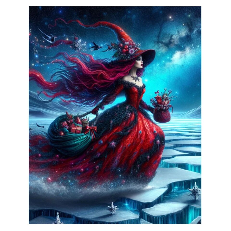 Алмазная живопись Ведьма Девушка FANQING 40x50cm round, PDL4995