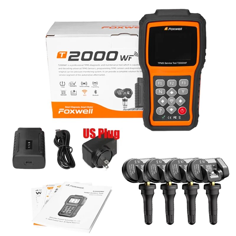 Foxwell T2000 WIFI TPMS программатор с 3 методами перепрограммирования, чтением и сбросом кодов неисправностей, программирование датчиков T20 для 98% автомобилей, 315/433 МГц