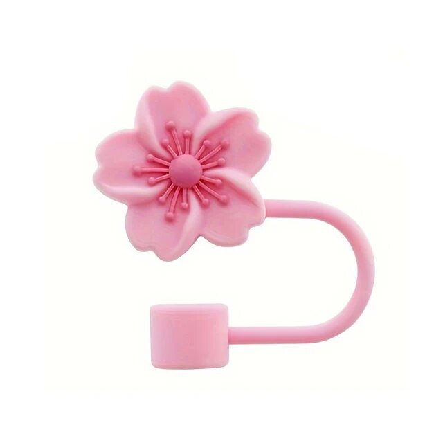 Силиконовые колпачки для соломинок Stanley Cup цветочные Розовый, Pink 1PCS