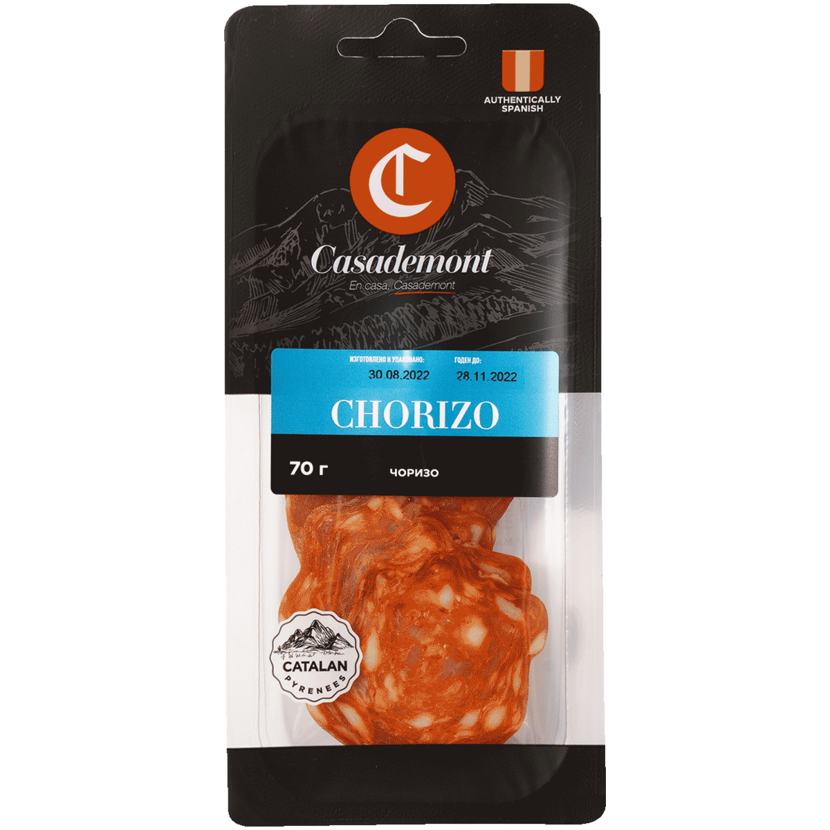 Колбаса Casademont Chorizo сыровяленая нарезка 70 г