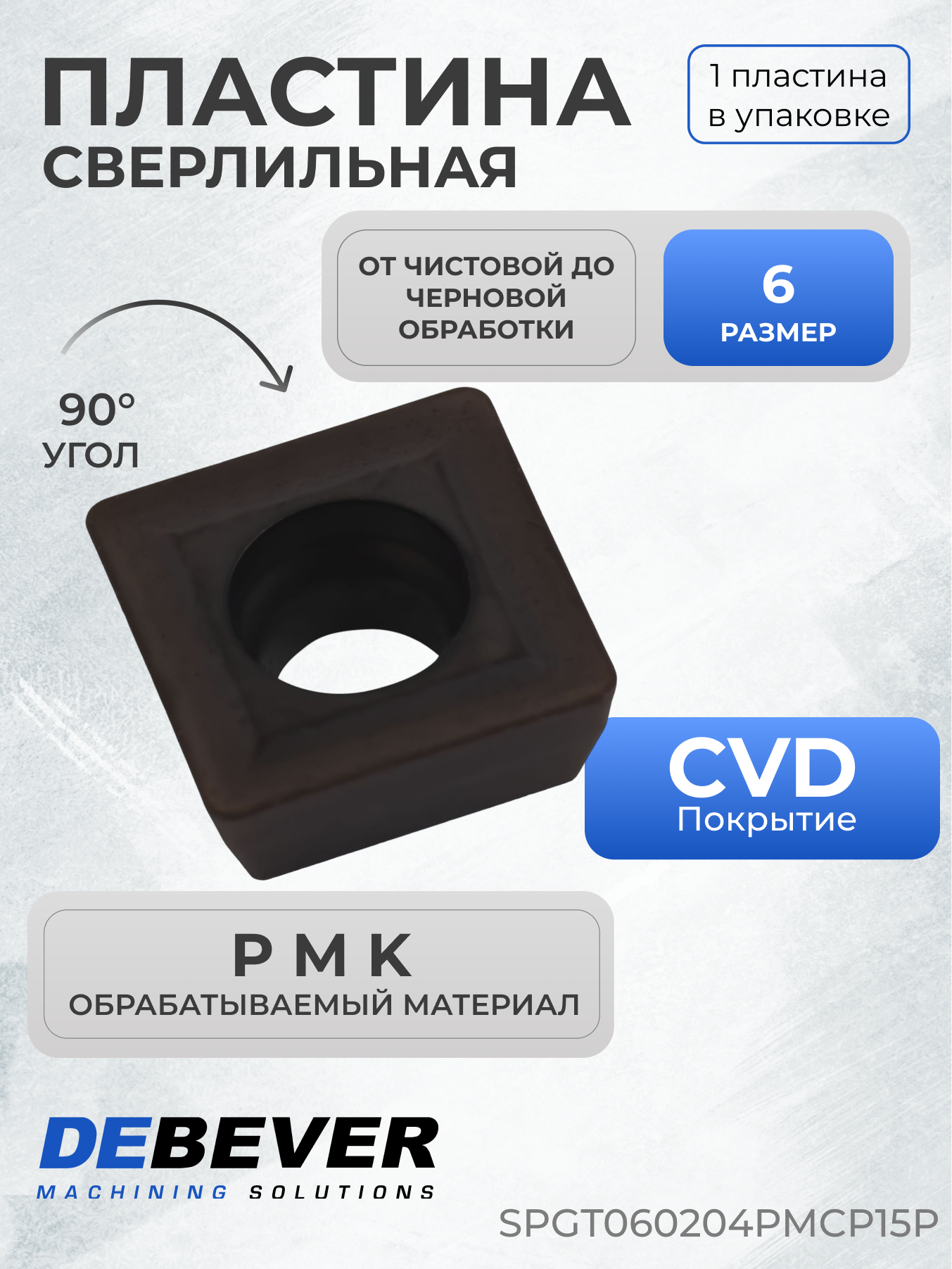 Пластина твердосплавная сверлильная SPGT060204-PM CP15P SPGT060204PMCP15P