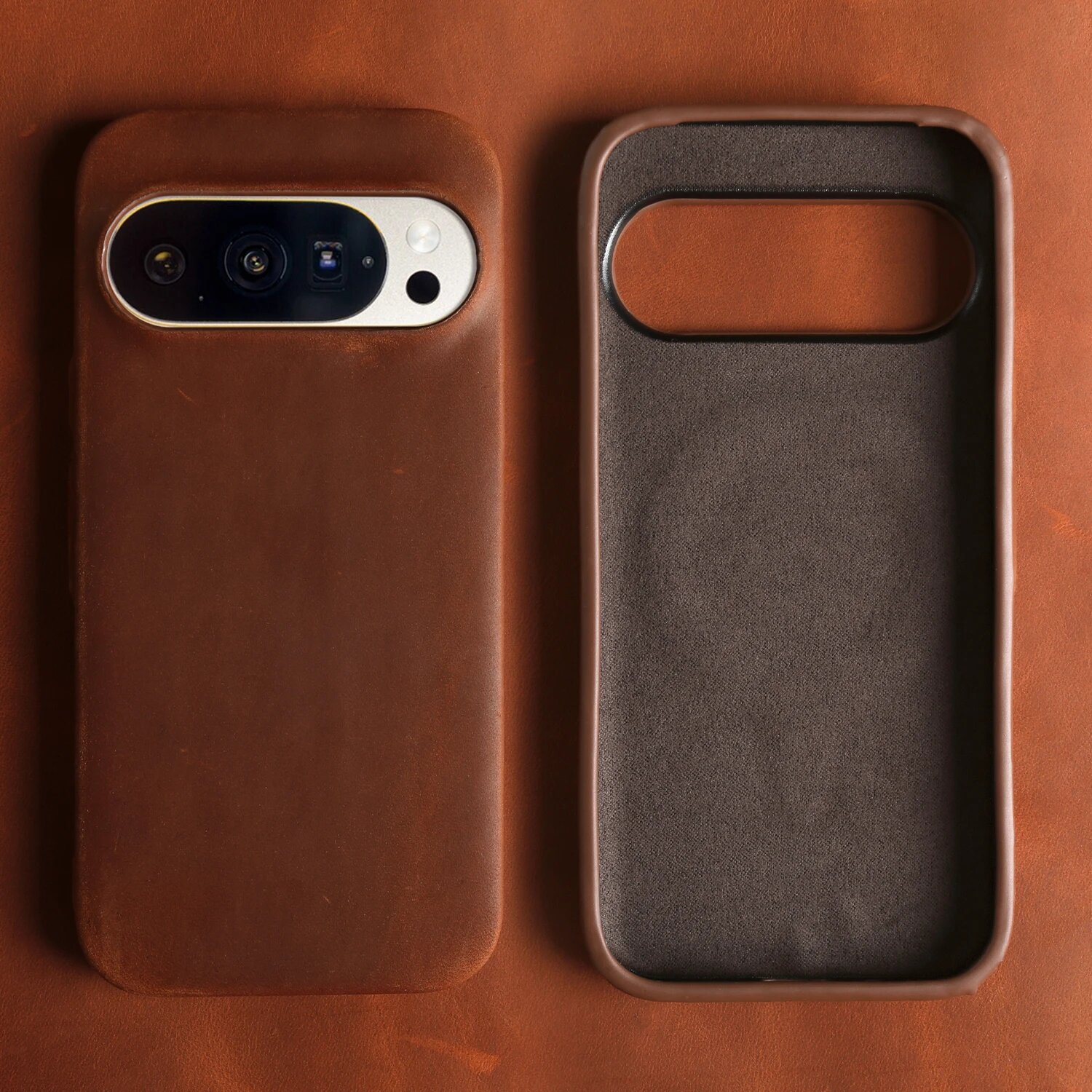 Коричневый кожаный чехол для Google Pixel 7 Red Brown 3803