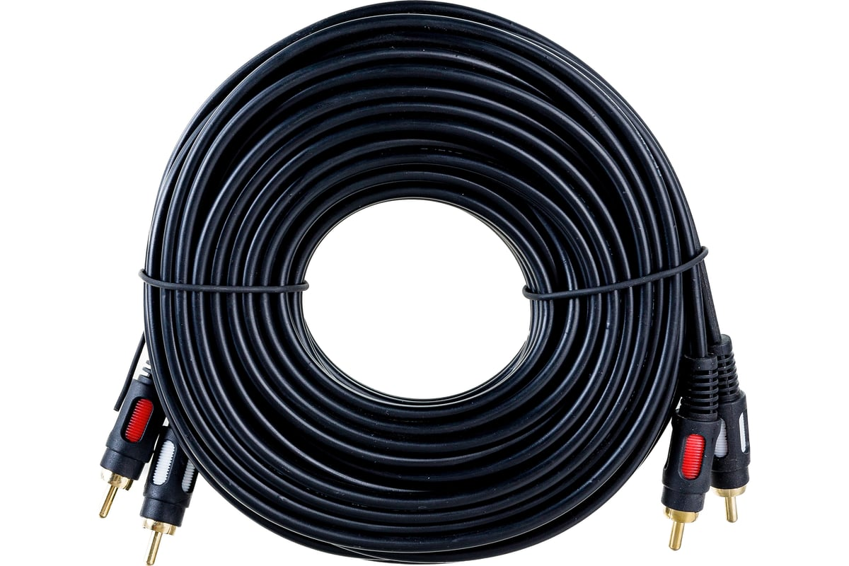 Шнур Rexant, 2 штекера RCA - 2 штекера RCA, 10 м (напыление золотом) {17-0148}