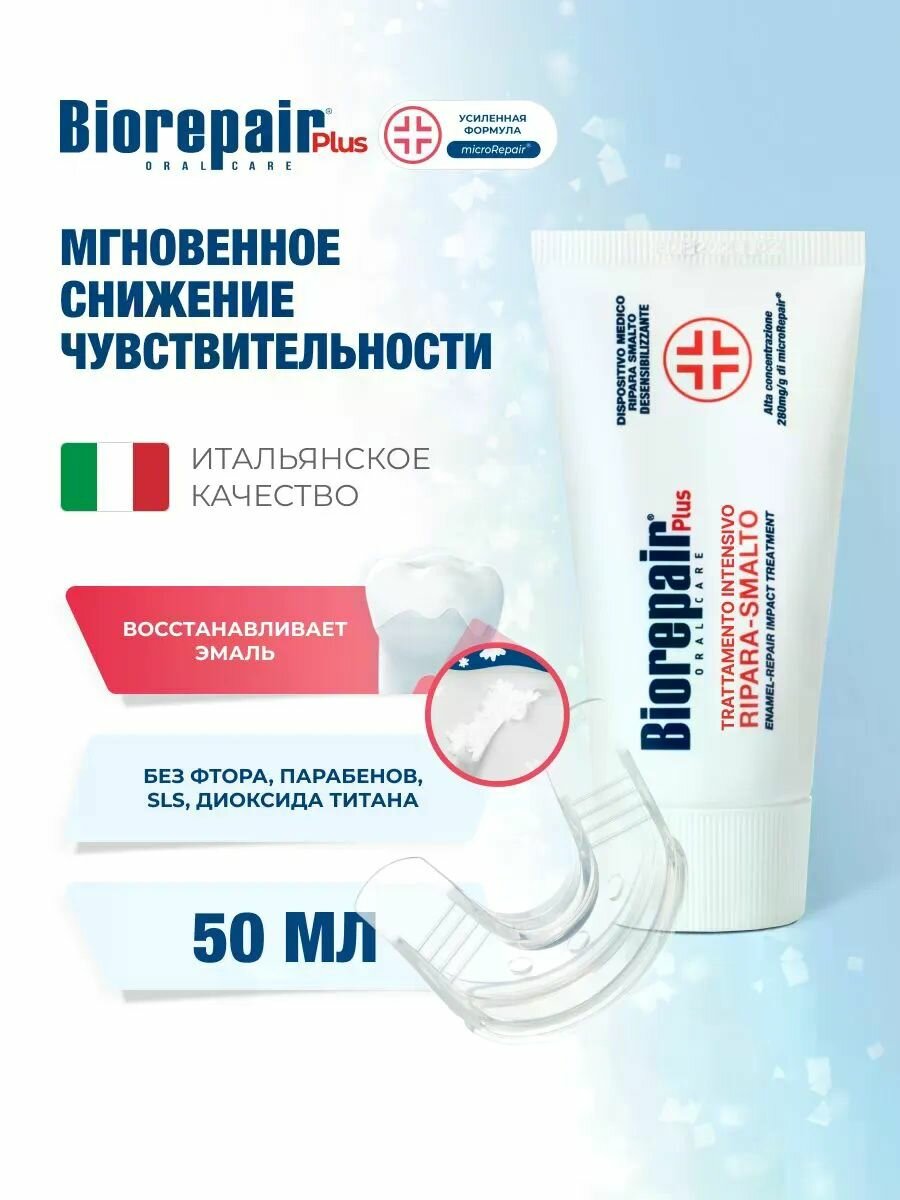 Инновационный десенситайзер Biorepair Desensitizing Enamel Repairer Treatment с премиум капой для восстановления эмали