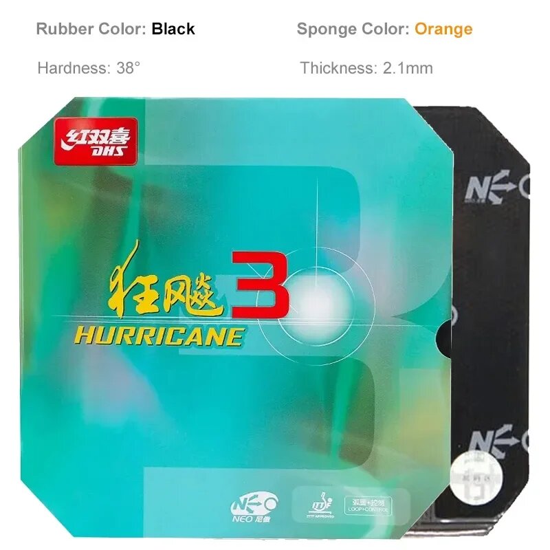 Резина для настольного тенниса DHS Hurricane 3 Black H38 T2.1