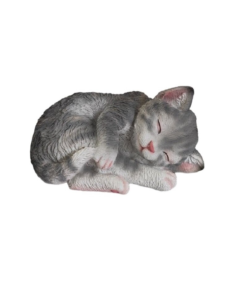Фигура декоративная Спящий котенок (серый) 13,5х9,5х7 см KSMR-718575/F880