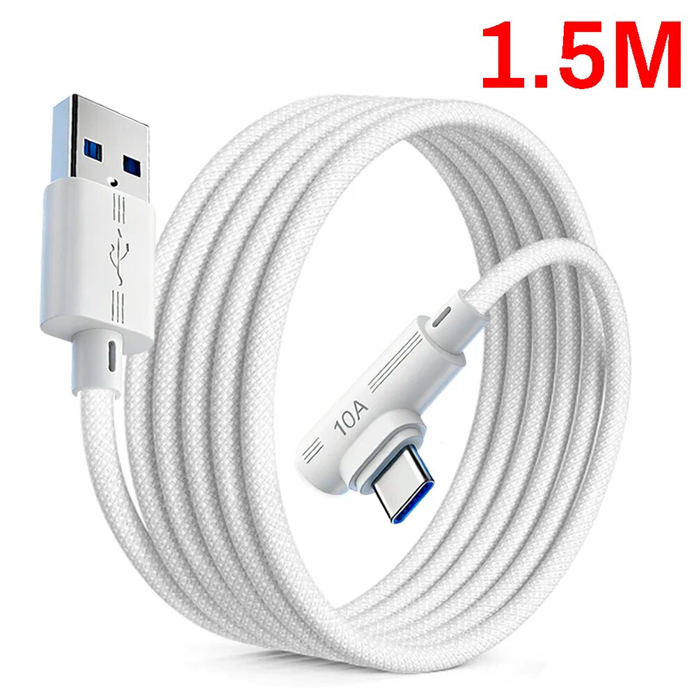 Кабель USB-C 0.25м/1м/1.5м/2м/3м, 10А, для сверхбыстрой зарядки, USB Type-C, 90 градусов ° Угловой кабель для передачи данных для ноутбуков Samsung и Huawei, кабель Type-C