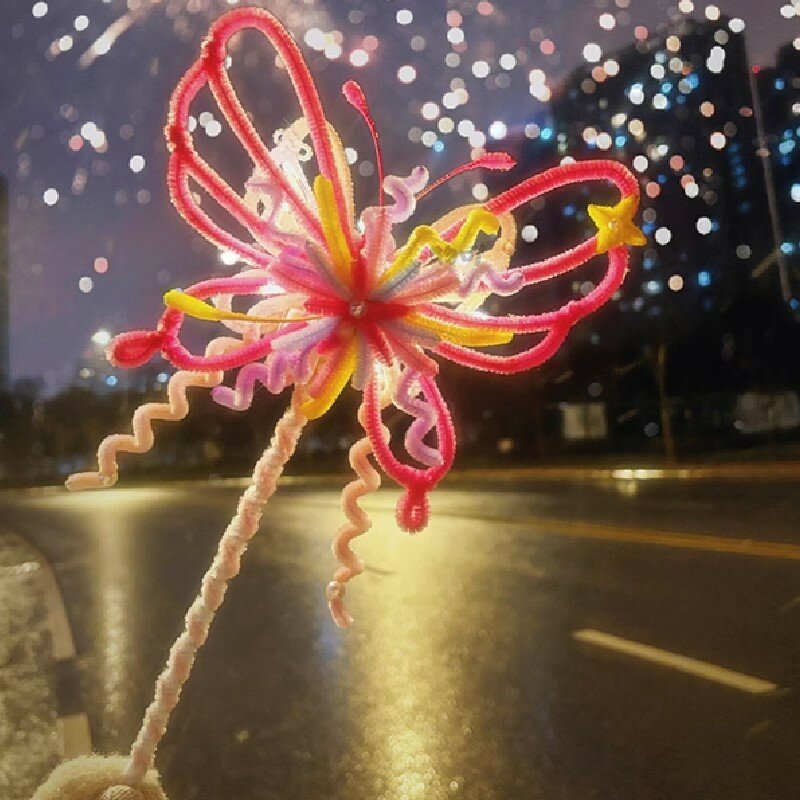 Креативный набор материалов для изготовления волшебной палочки-бабочки с эффектом фейерверка, подарок на женский день, подарок на день рождения для девочек.