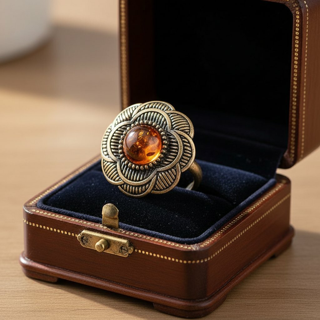 Кольцо, янтарь