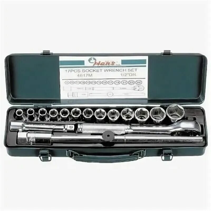 Набор 6-ти гранных головок 1/2", 17 предметов, 9-27 мм, 4617M, Hans