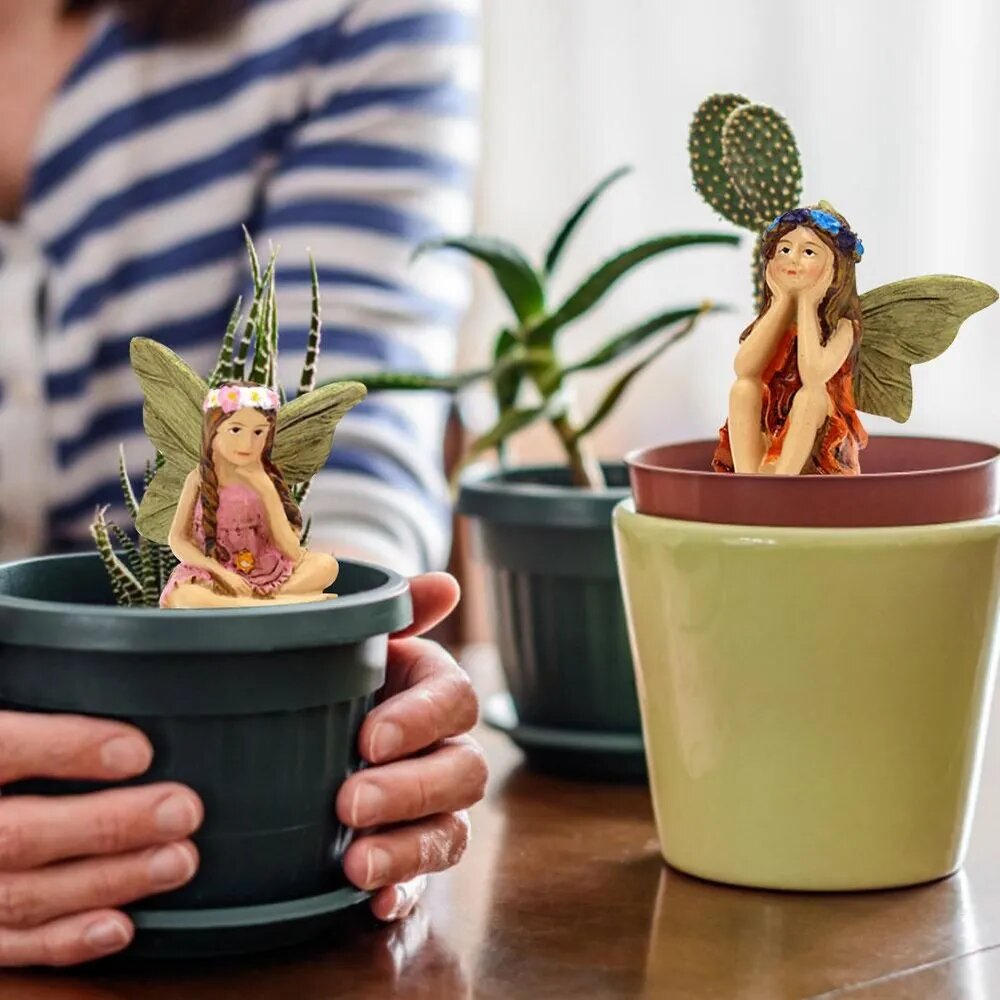 Статуэтка феи, эльфы из смолы, миниатюра для сада, высота 5.00 см, длина 7.00 см