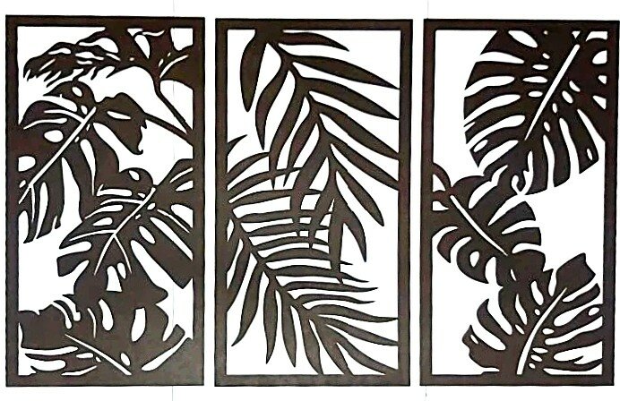 Большое модульное панно на стену из дерева "листья" для интерьера