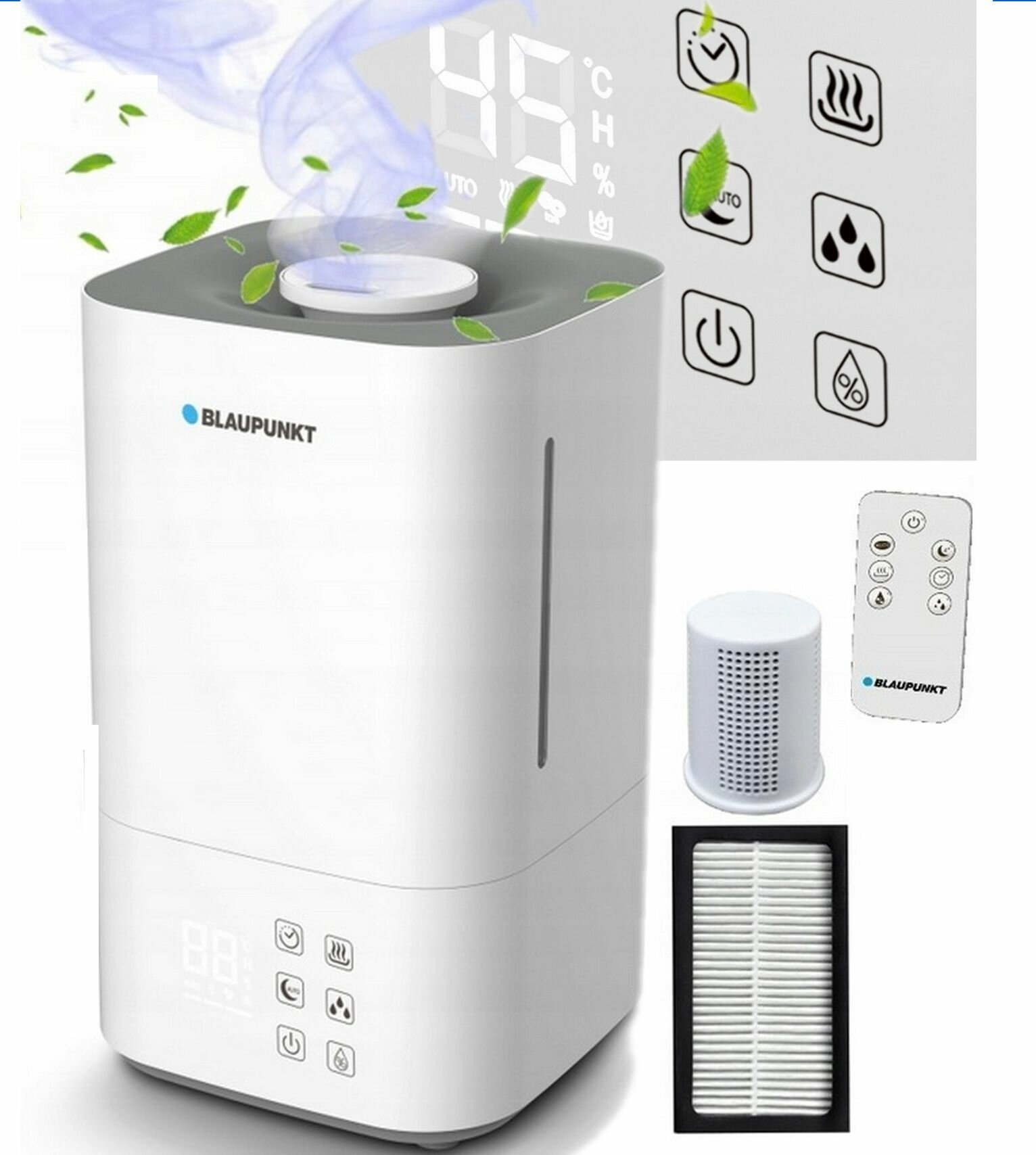 Очиститель воздуха, увлажнитель, ионизатор BLAUPUNKT AHS701, светодиодный дисплей + пульт дистанционного управления