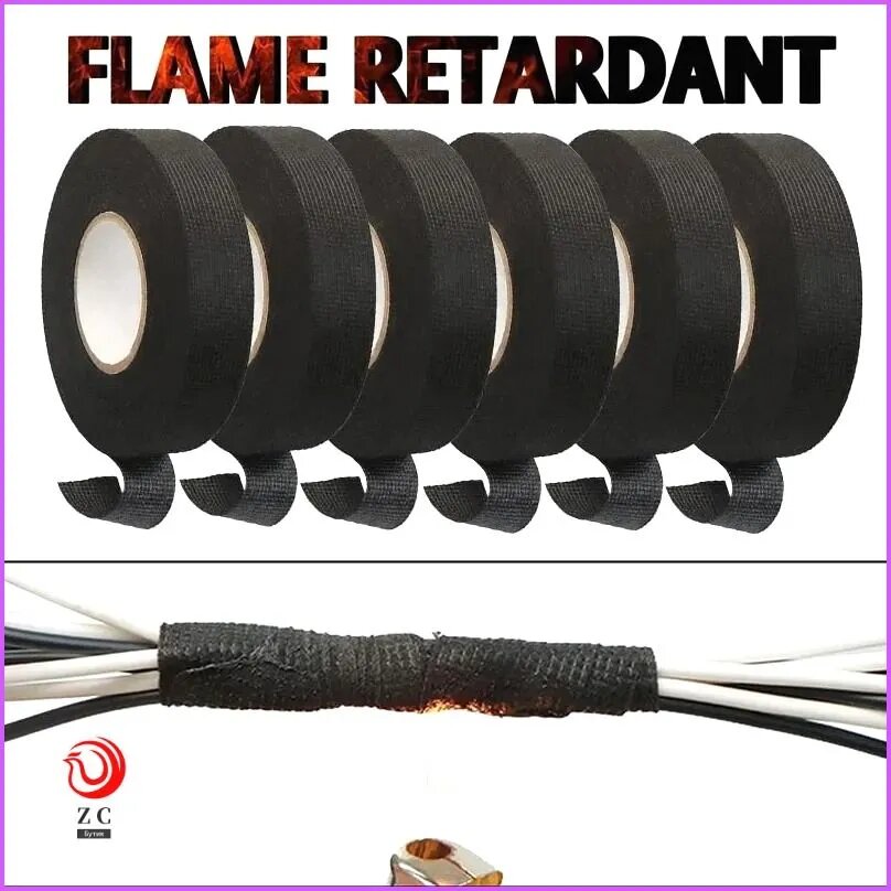 Изолента 25 мм 15 м, 1 шт, черная, флисовая, для автомобиля, самоклеящаяся