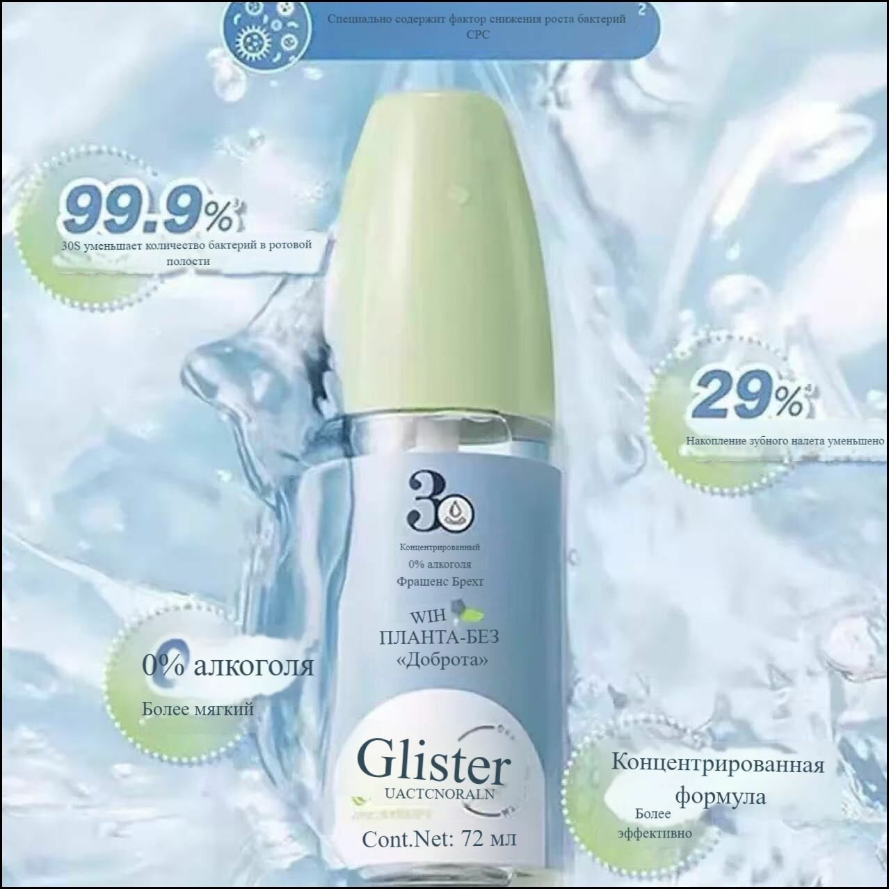 Многофункциональный ополаскиватель для полости рта Amway Glister 72мл./ Амвей Глистер средство для полоскания рта