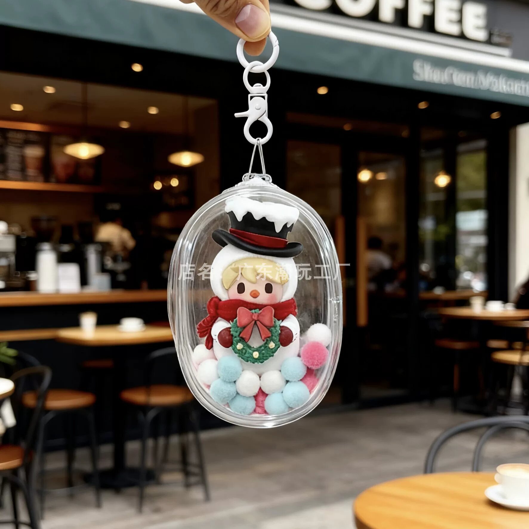 Малый чехол для мини-кукольных фигурок Poppymart с ключеном и конфетти-шариком, тема снеговика, прозрачная защита для