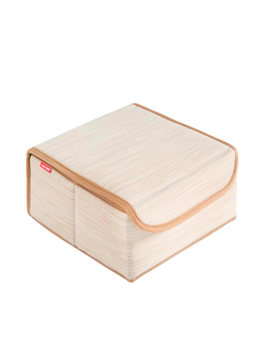 Коробка для хранения Casy Home Лен с крышкой 27x25x12см бежевая