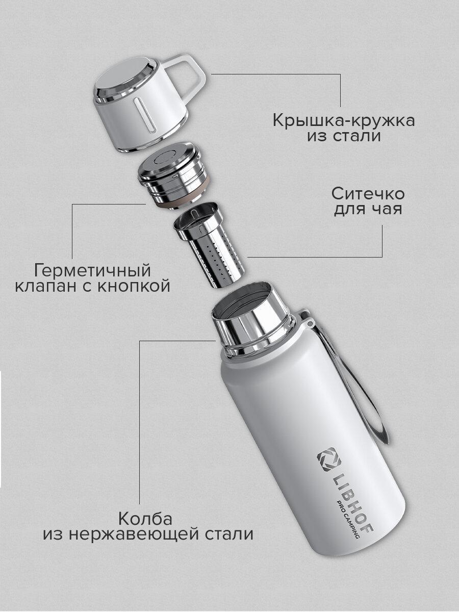 Термос для чая Libhof TW-900 arctic white — фото 1