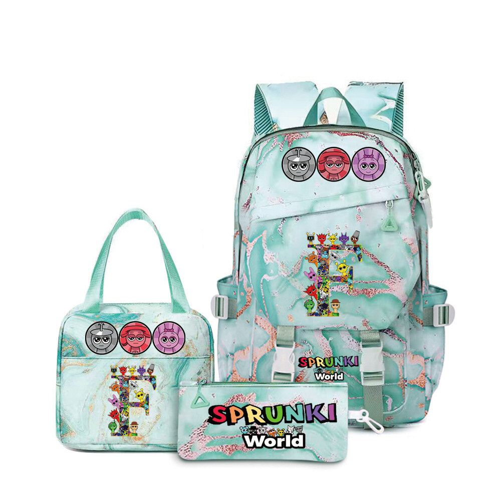 Spot Rhythm Box Sprunki Музыкальная игра Школьная сумка Рюкзак Сумка для обеда Сумка для ручки Рюкзак из трех частей
