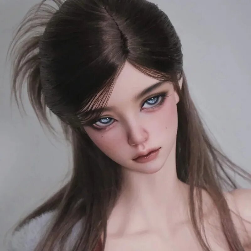 SD BJD кукла 1/3 Мари No makeup Nude Doll, Tan Skin