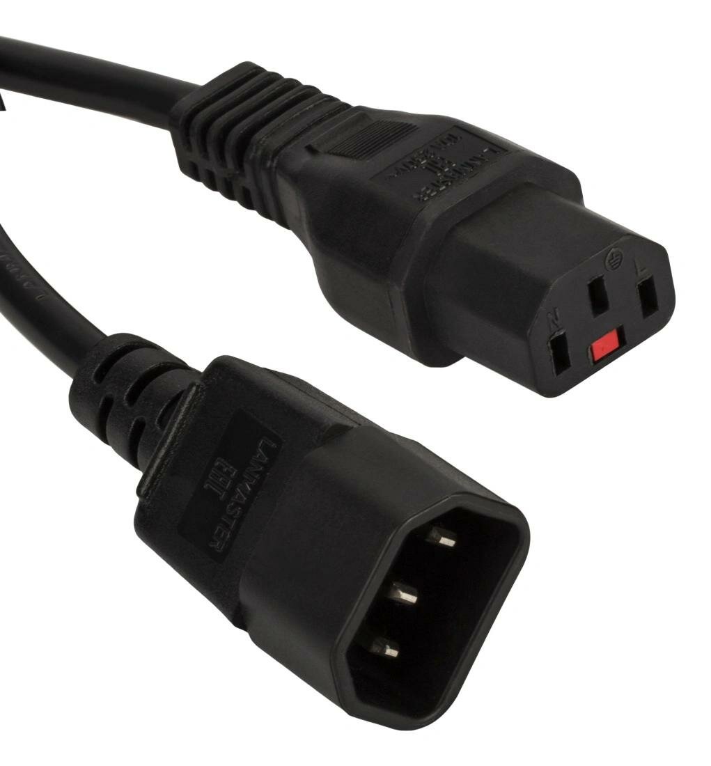 Шнур питания Lanmaster C13-C14, 3х0.75, 220В, 10А, черный, 3 м (LAN-PP13/14-3.0-BK)