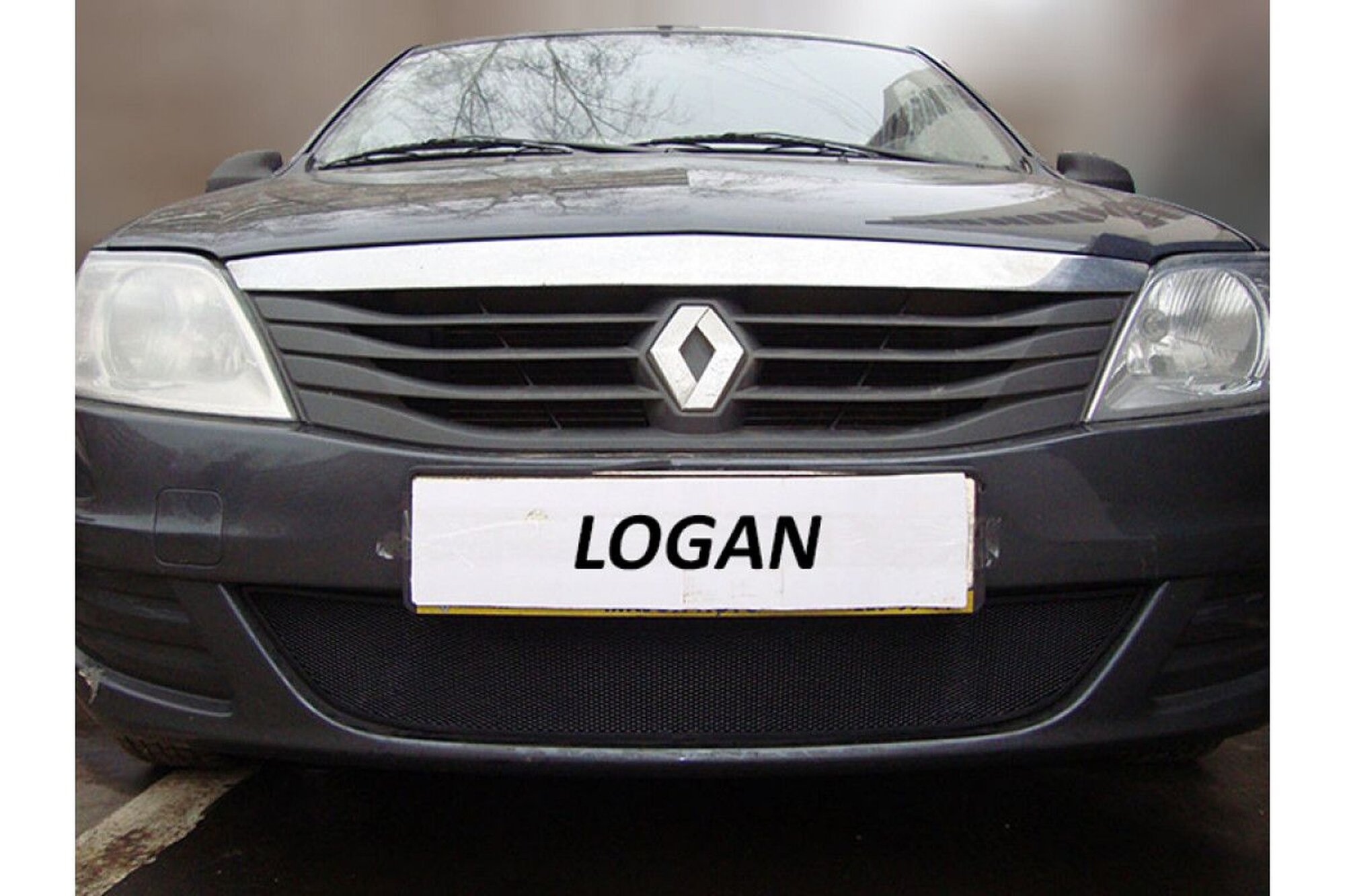 Защитная сетка радиатора с окантовкой и защелками для Renault Logan 2010-2014