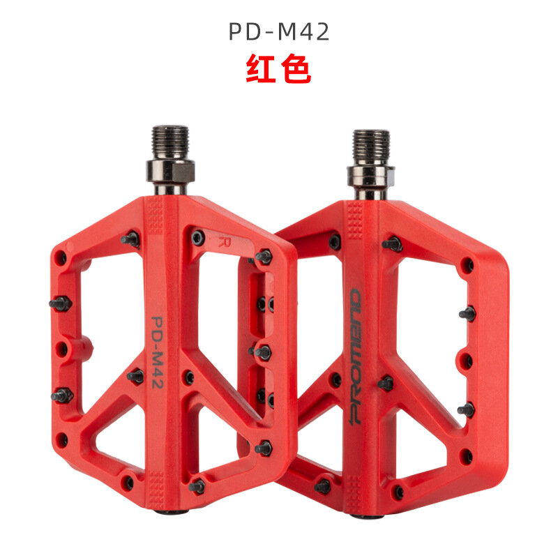 Педаль горного велосипеда PROMEND M42 с нейлоновым подшипником и широкой платформой, красный L-размер для езды