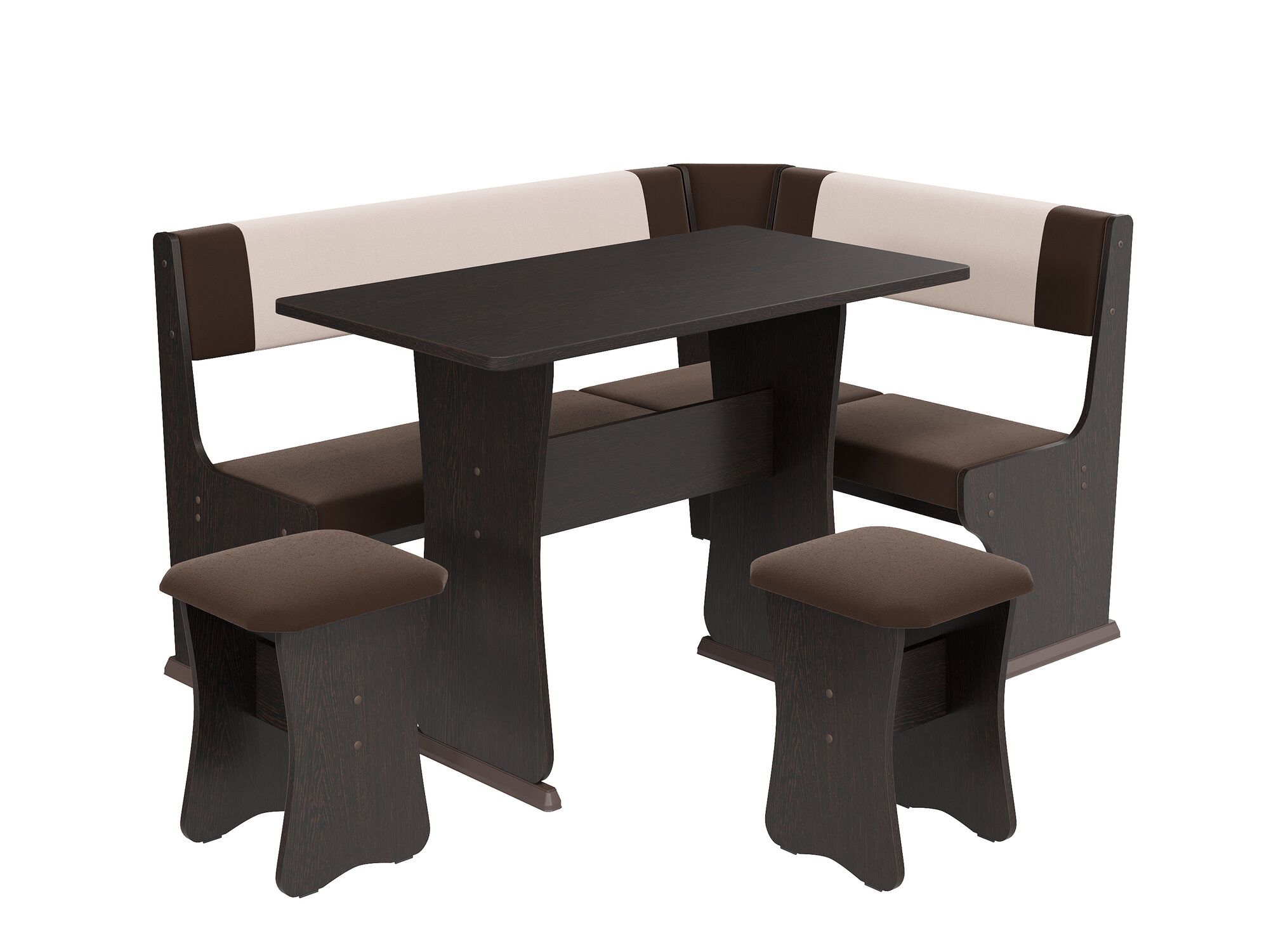 Кухонный уголок Карелия Тип 1 Дуб Венге/ТК Коричневая-бежевая (Вивальди 25-2)