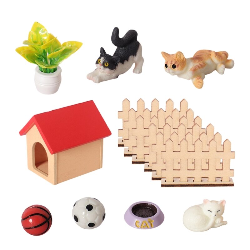 Гнездо в масштабе 1: 12, Домашний Котенок, Домик для Ролевых игр, Детский Игровой набор Для домашних животных, Реалистичные Кукольные Домики, Игровой Набор Для Домашних животных, Комната для Котенка