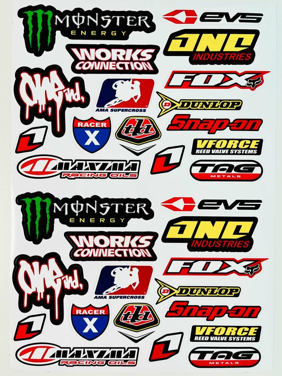Наклейки на машину, мотоцикл, стикеры на питбайк, для эндуро 250х350мм.