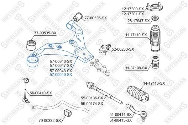 Рычаг передний нижний правый STELLOX 57-00949A-SX Kia Ceed 1.4-2.0 06>