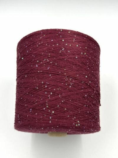 Пряжа Пайетки 2мм на хлопке (микропайетки) 2-075-2 вишневый с пайетками стрекоза Т1Д (200г)